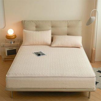 Generic Gesteppter, waschbarer Matratzenbezug mit Reißverschluss, anpassbare Größe, feuchtigkeitsbeständig und waschbar, atmungsaktiver und weicher Matratzens