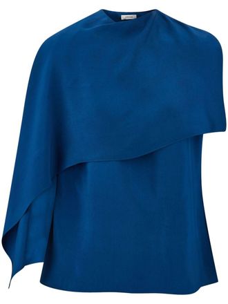 Ferragamo blouse à design de cape - Bleu