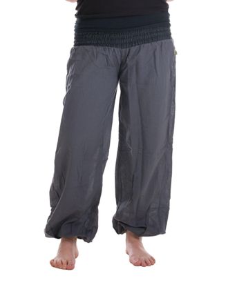 vishes Alternative Bekleidung - Sommer Chino Haremshose aus Baumwolle mit super elastischem Bund - handgewebt grau