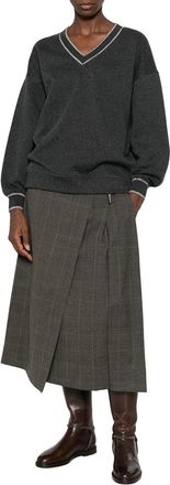 Brunello Cucinelli V-Neck Sweater - Gray