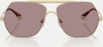 Michael Kors Denver Pilotensonnenbrille mit violettem Glas in Hellgold