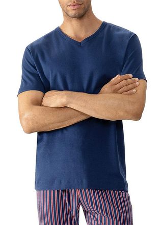 Mey Mey Herren T-Shirt blau Baumwolle unifarben