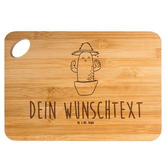 Mr. & Mrs. Panda Personalisiertes Schneidebrett Kaktus Hut - Personalisierte Geschenke, Individuell, Holzbrett Mit Gravur, Weltreise, Spruch, Selber Gestalten, Kakteen