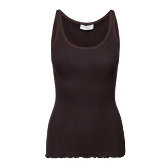Rosemunde Feminines Seidenbesatz Top Dunkles Espresso - - Tops - Damen - Braun - S