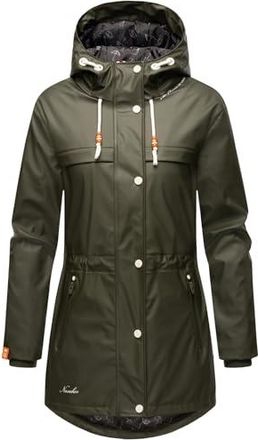 Navahoo B935 Manteau imperm&eacute;able pour femme avec capuche, Vert olive fonc&eacute;, L