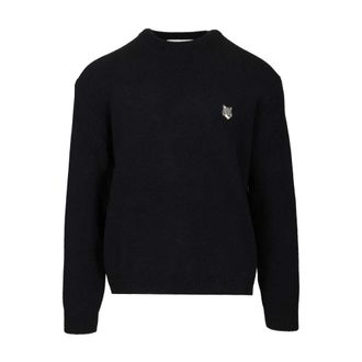 Maison Kitsun&eacute; Milano Lambswool Pullover - - Knitwear - Herren - Blau - S