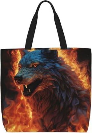 Generic Loup Entour&eacute; De Feu Sac A Main Femmes L&eacute;ger Sacs Pliable Sac Cabas Pour Voyage Plage Travail