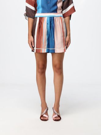 Fendi Short en soie &agrave; rayures multicolores avec taille haute &eacute;lastiqu&eacute;e