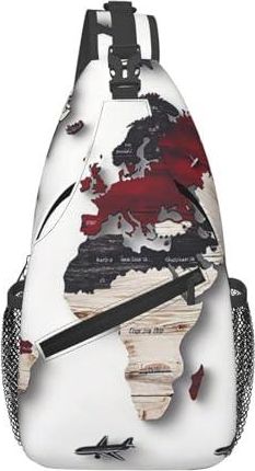 Generic Sac &agrave; dos &agrave; bandouli&egrave;re avec carte du monde d&eacute;taill&eacute;e - Sac &agrave; dos de voyage pour homme - Sac &agrave; dos de randonn&eacute;e