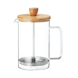Ambition Kaffeepresse French Press 600ml Glaskanne Edelstahl Sieb feinmaschig Glasgriff Bambusdeckel