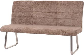 Hhg Sitzbank HHG 101, Esszimmerbank Bank, Edelstahl geb&uuml;rstet Stoff/Textil Chenille &Ouml;ko-Tex, 160cm braun