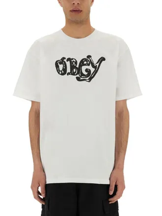Obey Logo Print T-Shirt - White
