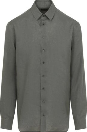 Giorgio Armani Homme, Chemises, Gris, Taille: 3XL Chemise en lin coupe droite