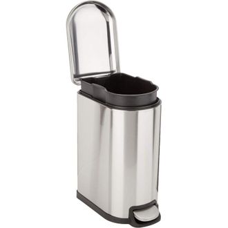 Gabrielle Fleckenabweisender, D-f&ouml;rmiger Treteimer mit Soft-Close-Deckel, f&uuml;r Bad, Schlafzimmer oder Wohnzimmer, schlankes Design f&uuml;r enge Nischen, 10 l