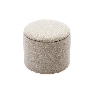 Sweeek Pouf Blanc en Tissu avec Rangement pour Coussins ou Plaids