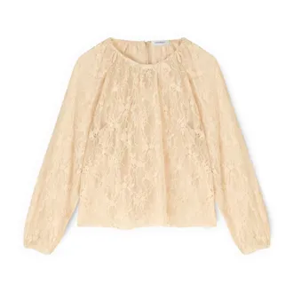 Motivi Femme, Blouses et Chemises, Beige, Taille: 42 FR Blouse en dentelle &agrave; manches longues