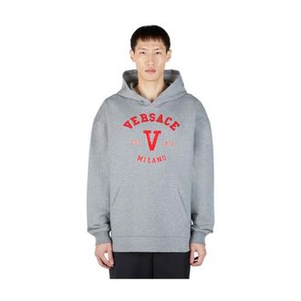 Versace Varsity Logo Patch Kapuzenpullover - - Sweatshirts & Hoodies - Herren - Grau - L