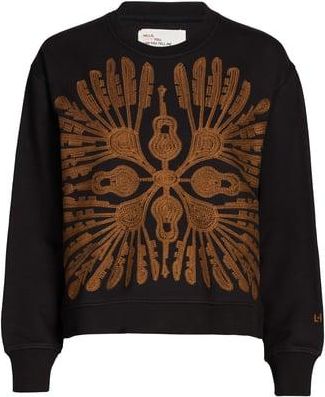 Leon & Harper Sweat court brod&eacute; en coton m&eacute;lang&eacute;