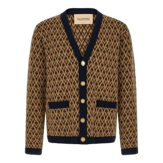Valentino Toute La V Jacquard Cardigan - - Knitwear - Herren - Braun - L