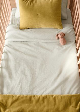 Mango Housse de couette berceau en coton lav&eacute; double surpiq&ucirc;re vert for&ecirc;t - Home - 100x120cm - MANGO HOME