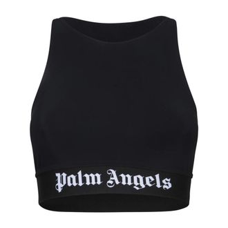 Palm Angels Femme, Tops, Noir, Taille: 36 FR Technical Fabric Crop Top