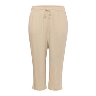Kaffe Curve Femme, Pantalons, Beige, Taille: 56 FR Pantalon Court Gris avec Taille &Eacute;lastique