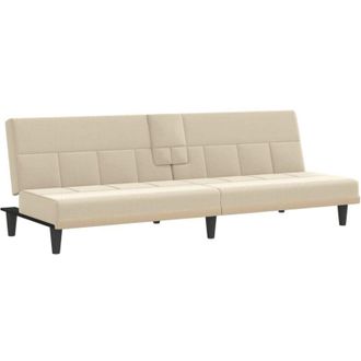 vidaXL Schlafsofa mit Getr&auml;nkehaltern Creme Stoff vidaXL
