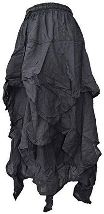Gheri LITTLE KATHMANDU - Jupe 3 volants asym&eacute;triques - Taille &eacute;lastique - Noir - Taille Unique