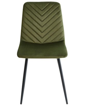 Beliani Esszimmerstuhl 4er Set Samtstoff Oliv gr&uuml;n auf schwarzen Beinen Havre