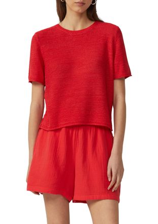 QS by s.Oliver Kurzarmpullover aus Bändchengarn