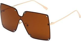 Generic Lunettes de soleil tendance carrées en métal grand cadre extérieur été plage soleil ombrage lunettes de soleil décoratives (couleur : B, taille : moye