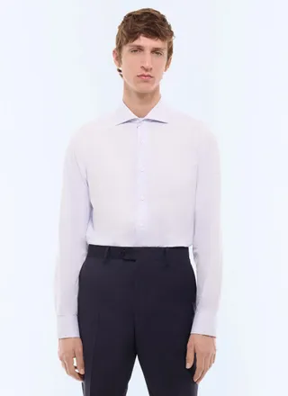 Fursac Chemise en coton &agrave; micro dessin - Taille 38 - Homme