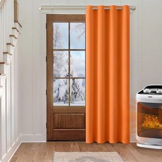 Miulee Rideaux Occultant Orange 140x280cm 1 Pièce à Oeillets-Rideaux Opaque Doux et Esthétiques Rideau Thermique Isolant Anti Froid Chaleur