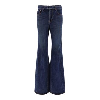 sacai G&uuml;rtel Flared Jeans - - Jeans - Damen - Blau - M