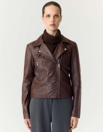 Vero Moda blouson style motard en caf&eacute; chicor&eacute;e-Marron