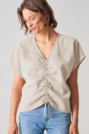 Hempage Hempage Damen vegan Bluse Gathered Summer Thistle Beige