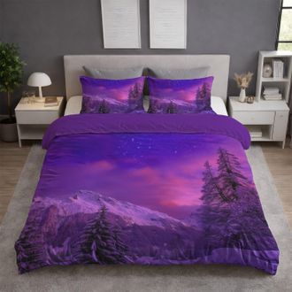 Generic Bettw&auml;sche 240 x 260 cm - Bettbezug Angenehm Leicht Atmungsaktiv - Modedrucke Mikrofaser 3teilig Set mit Kissenbez&uuml;ge 80x80 cm Romantisch Landschaft H