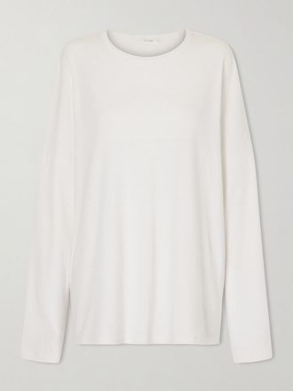 The Row T-shirt Oversize En Jersey De Coton Floris - Blanc