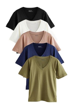 Next T-Shirt Weite T-Shirts aus Baumwoll-Modal, 5er-Pack (5-tlg)