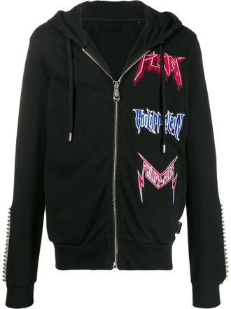 Philipp Plein sweat &agrave; capuche &agrave; patch logo brod&eacute; - Noir