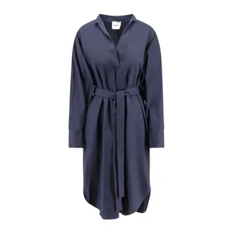 Nude Nude, Femme, Robes, Bleu, Taille: 40 FR Robe chemise ceintur&eacute;e &agrave; col ouvert