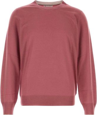 Brunello Cucinelli Homme, Sweatshirts et sweats &agrave; capuche, Rose, Taille: 2XL Pull ras du cou en laine et cachemire