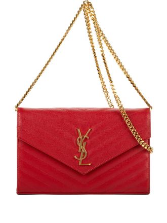 Saint Laurent sac port&eacute; &eacute;paule &agrave; matelassage chevrons - Rouge
