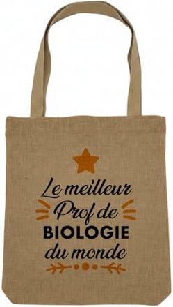Fabulous Sac Shopping Tote Bag Aspect Lin - Le Meilleur Prof de Biologie du Monde Coll&egrave;ge Lyc&eacute;e Professeur Ecole Education - Sac de Courses Toile Epaisse 360g 