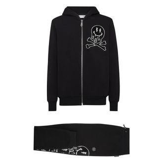Philipp Plein Homme, Combinaisons et Ensembles, Noir, Taille: M Ensemble de jogging : Sweat &agrave; capuche/Pantalon Squelette