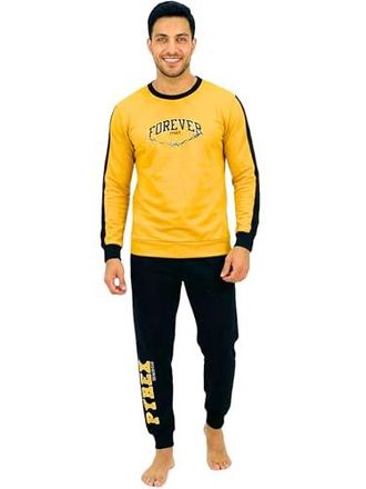 Pyrex Pyjama Homme Chaud Coton Interlock Pyjama Homme Hiver Long avec Poignets et Style Sport, Mod&egrave;le 4., XXL