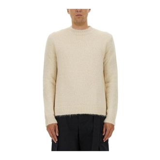 Jil Sander Crewneck Alpaka-Mischpullover - - Knitwear - Herren - Beige - M