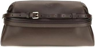 Moschino Leder-Clutch mit Schnallen-Detail - - Bags - Damen - Braun - ONE SIZE