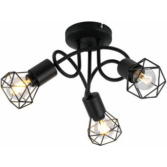 Globo Lighting Plafonnier retro noir salon &eacute;clairage cage spot cocarde spot lampe Globo 58402S-3D