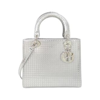 Dior Pre-owned Lady Dior Metallic Leather Handbag - - Pre-owned - Damen - Grau - ONE SIZE